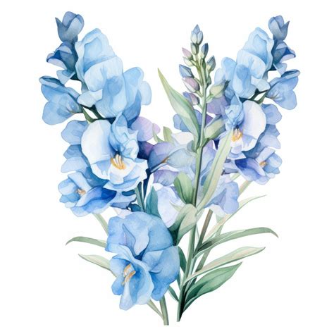 Premium Photo Watercolor Blue Flowers On White Background Realistic