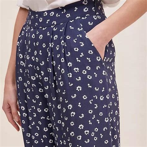 Anthropologie • High Waisted Blue Floral Trousers • Depop