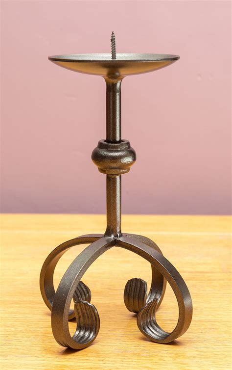 Scroll And Collar Handmade Wrought Iron Pillar Candle Holder Etsy Decoración En Hierro