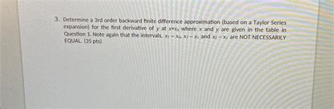 3 Determine A 3rd Order Backward Finite Difference