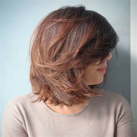 Layered Brown Bob With Bangs Hair Styles Medium Hair Cuts Womens