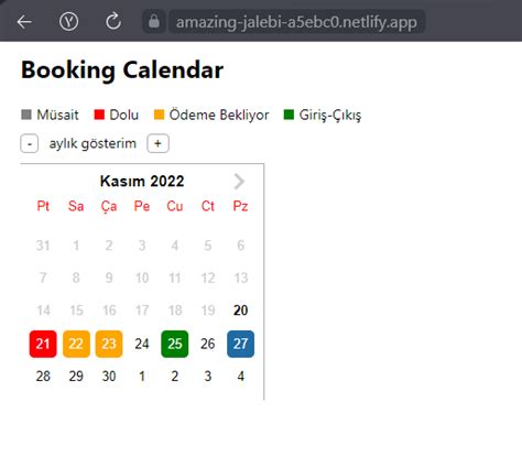 GitHub HeaddawnLight Booking Calendar