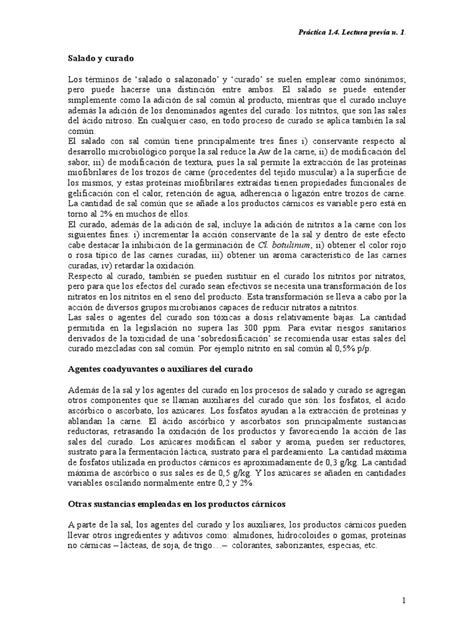 Salado Y Curado Pdf Curado Conservación De Alimentos Nitrito