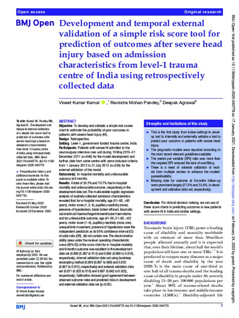 Pdf Development And Temporal External Validation Of A Simple Risk