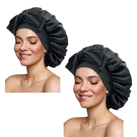 Satin Silk Hair Bonnet For Sleeping Large Bonnets With Tie