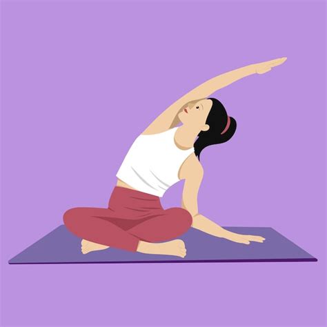 Yoga Pose Seated Side Stretch Premium Vector