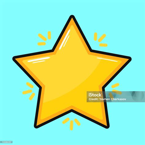 Cute Funny Star Vector Hand Drawn Cartoon Kawaii Character Illustration Icon Isolated On Blue