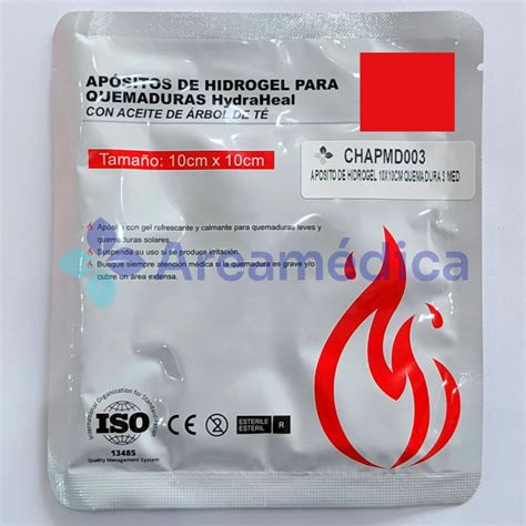 Aposito De Hidrogel 10x10cm Para Quemaduras Con Aceite De Arbol De Te