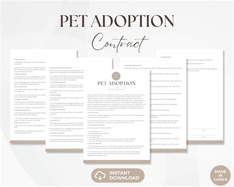 Pet Adoption Contract Puppy Adoption Services Agreement Animal Rescue