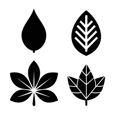 Collection Of Four Simple Black Leaf Icons 62743958 Vector Art At Vecteezy