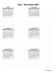 Six Months 2026 Calendar Calendar Quickly