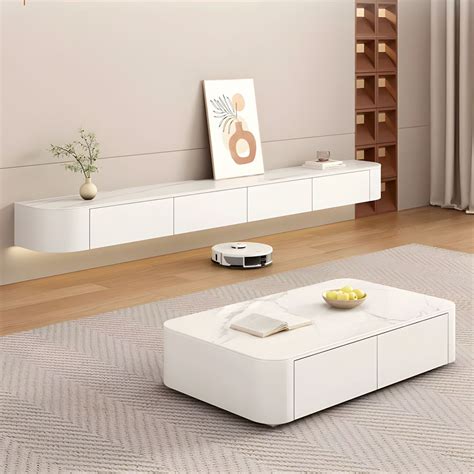 Wall Mounted Modern Tv Cabinet With Storage And Cable Management Tv