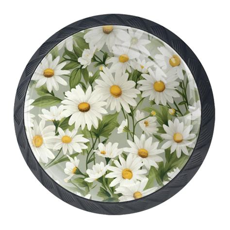 4 Pcs Daisy Knobs For Kitchen Cabinet Cupboard Dresser Bookcase Drawer Pulls Handles Round Home