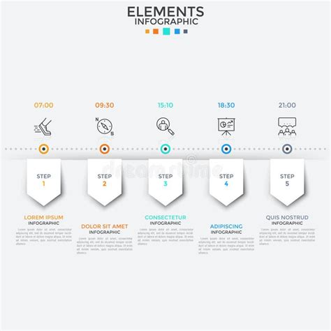 Concept Of 5 Stepped Process Stock Vector Illustration Of Pictogram