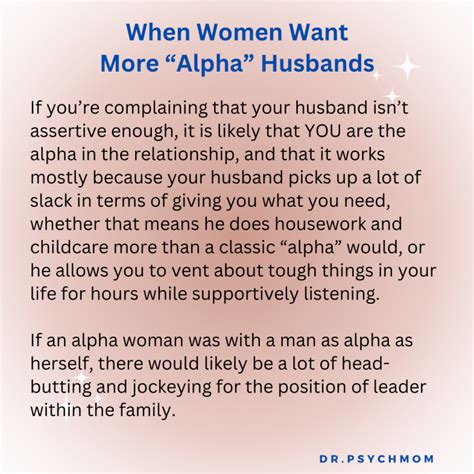 When Women Want More Alpha Husbands Dr Psych Mom