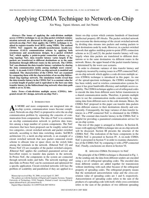 Pdf Applying Cdma Technique To Network On Chip