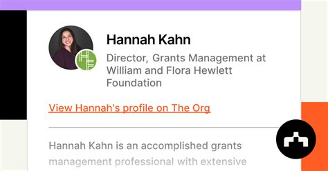 Hannah Kahn Director Grants Management At William And Flora Hewlett Foundation The Org