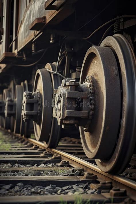 Illustrationtrain Wheels On Railway Trackgenerative Ai Stock