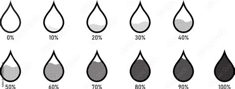 Blue Water Droplet Level Gradient Chart Bars Template 10 To 100