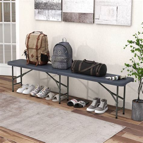 Gymax 2pcs 6 Ft Plastic Folding Bench W 1320 Lbs Capacity Handle
