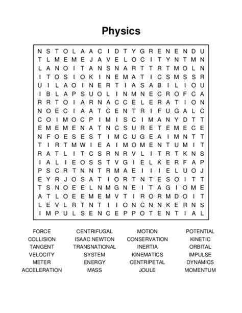 Physics Word Search