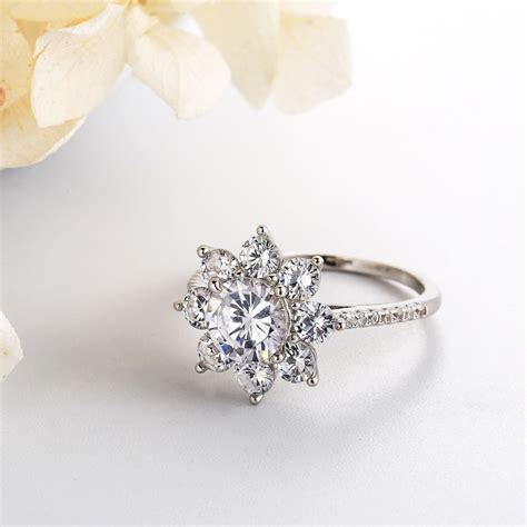 Engravable Snowflake Promise Ring For Her In Sterling Silver