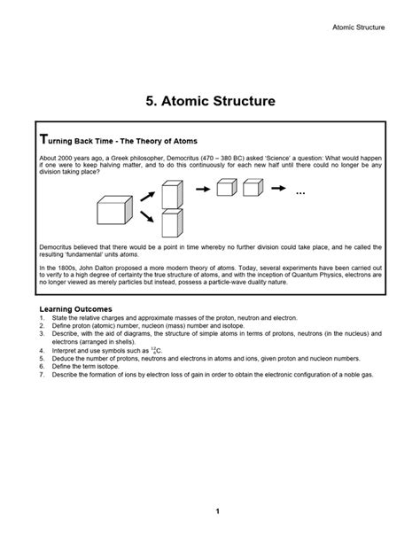 Atomic Structure Notes O Level Pdf Ion Atoms