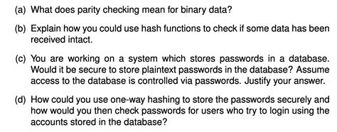 Solved A What Does Parity Checking Mean For Binary Data
