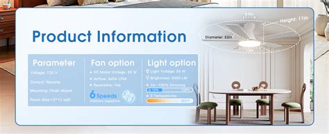 Passky Ceiling Fans With Lights 52 Inch Flush Mount Ceiling Fan With