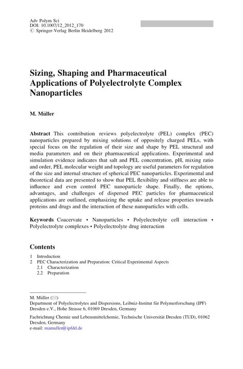 Pdf Sizing Shaping And Pharmaceutical Applications Of