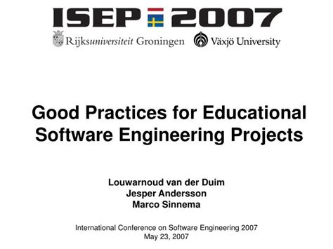 ppt good practices for educational software engineering projects
