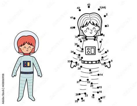 Connect The Dots And Draw A Cute Girl Astronaut Space Dot To Dot
