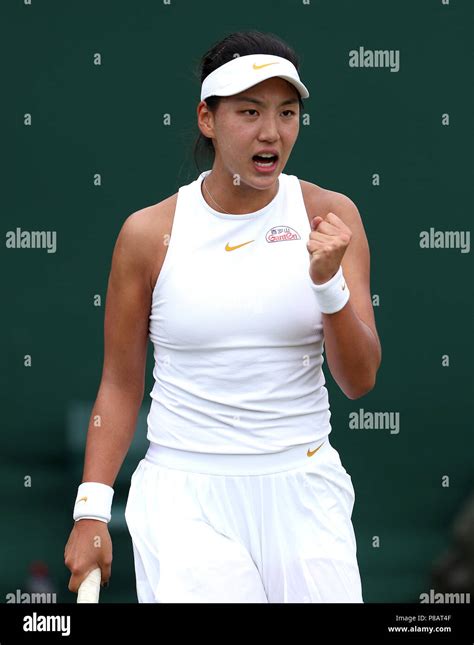 Xinyu Wang Celebrates On Day Eight Of The Wimbledon Championships At