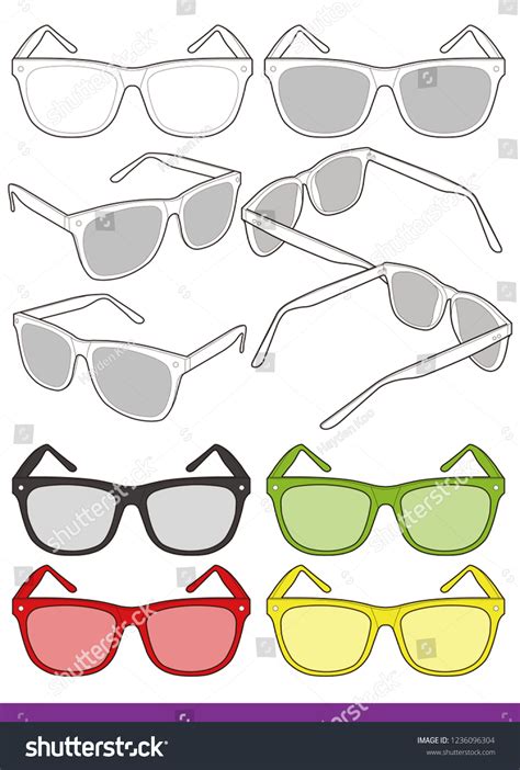 Sunglasses Fashion Flat Technical Drawing Vector Vector Có Sẵn Miễn Phí Bản Quyền 1236096304