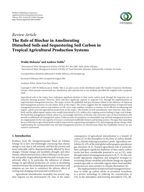 Pdf The Role Of Biochar In Ameliorating Disturbed Soils And