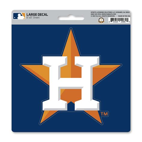 Mlb Houston Astros Decal Large 8x8 Auto Rv Boat Cooler Luggage License Plate Frame