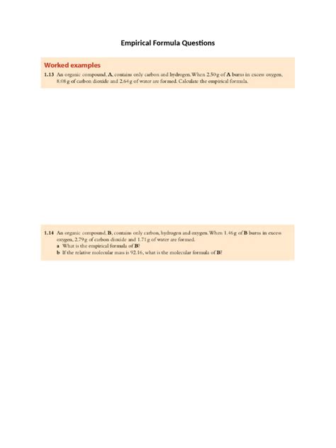 Empirical Formula Questions Pdf