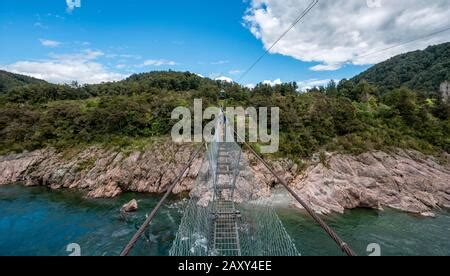 Buller Gorge Swing Bridge Over Buller River West Coast South Island
