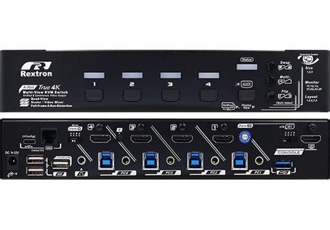 Quad View Kvm Switch For Commercial Work Qskm 3114 Rextron Multi View Kvm Switches Series