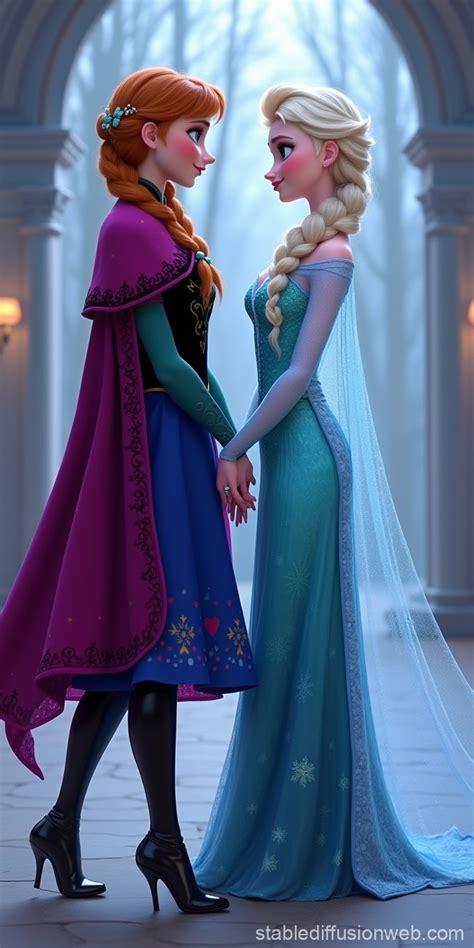 Anna And Elsa From Frozen Wearing Short Prompts Stable Diffusion Online