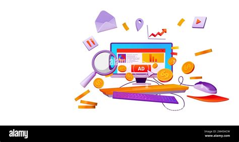 3d Illustration Of Ppc Management Services Icon Isolated On White Background Desktop Computer