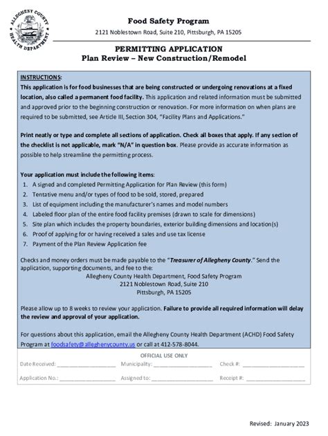 Fillable Online 2023 Food Safety Program Permitting Application For New