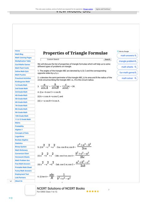 SOLUTION Properties Of Triangle Formulae Triangle Formulae Properties Of Triangle Studypool
