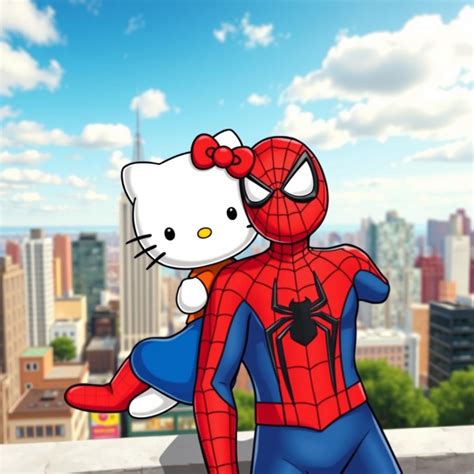 Hello Kitty And Spider Man A Whimsical Couples Selfie Adventure