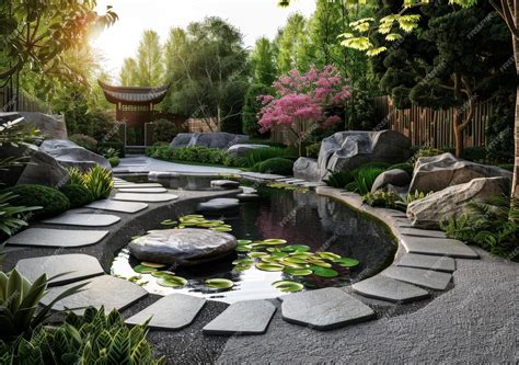 Chinese Garden Design Landscape Designs And Renderings Premium Ai