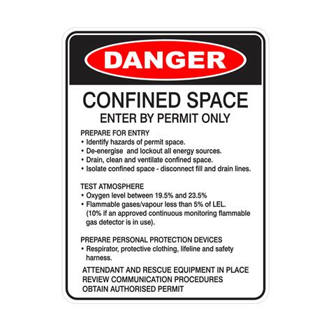 Confined Space Enter By Permit Only Etc Discount Safety Signs New Zealand