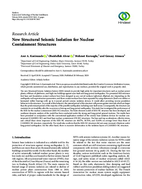 Pdf New Structural Seismic Isolation For Nuclear Containment Structures