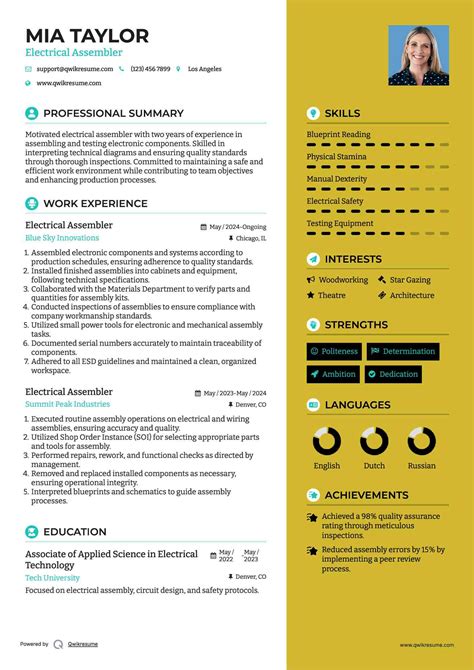 10 Electrical Assembler Resume Samples And Templates For 2025