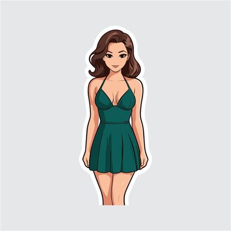 Pegatina De Chica Linda De Alta Calidad Premium Parte 14 Vector Premium