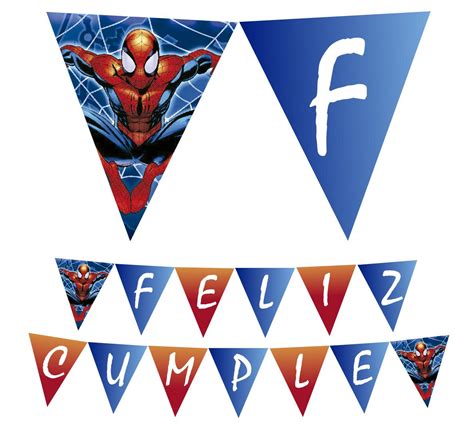 Banderin Hombre Araña Feliz Cumple Se Hacen Personalizados C Banner Imprimible Para